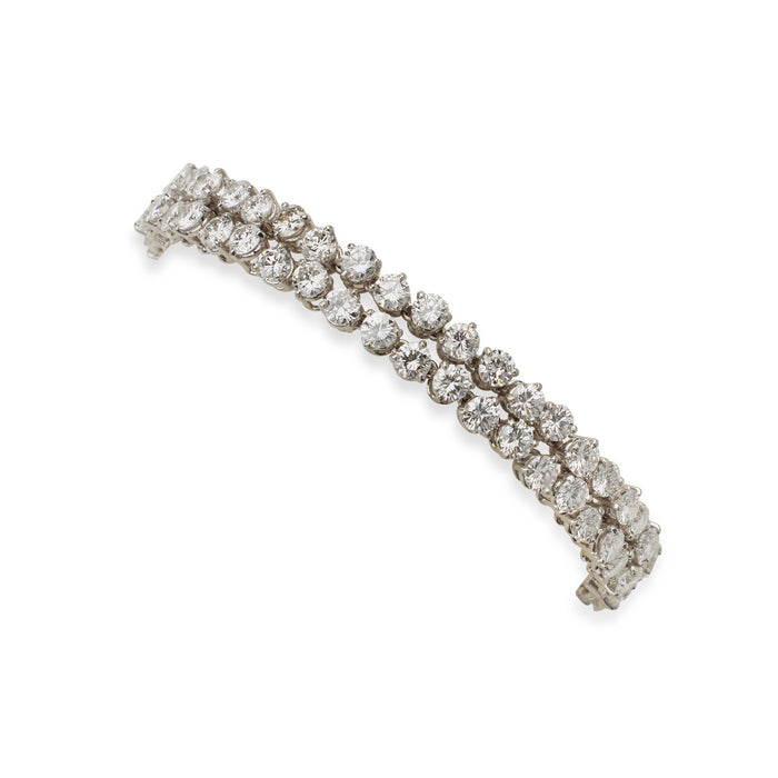Macklowe Gallery | French Platinum and Diamond Double Line Bracelet ...