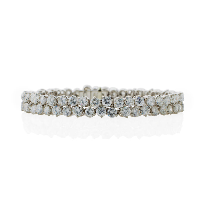 Macklowe Gallery | French Platinum and Diamond Double Line Bracelet ...