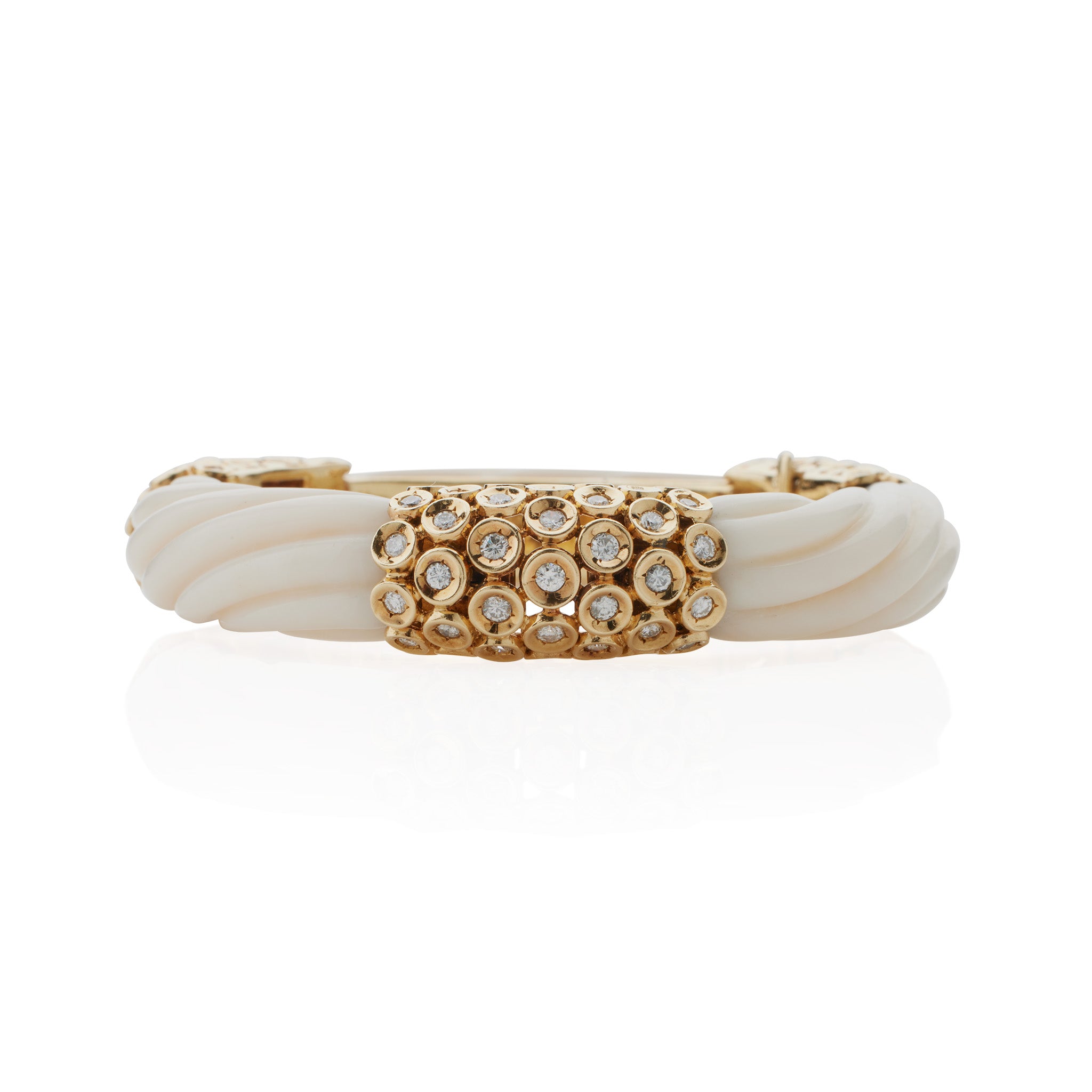 Macklowe Gallery Van Cleef Arpels White Coral and Diamond Bracelet MackloweGallery