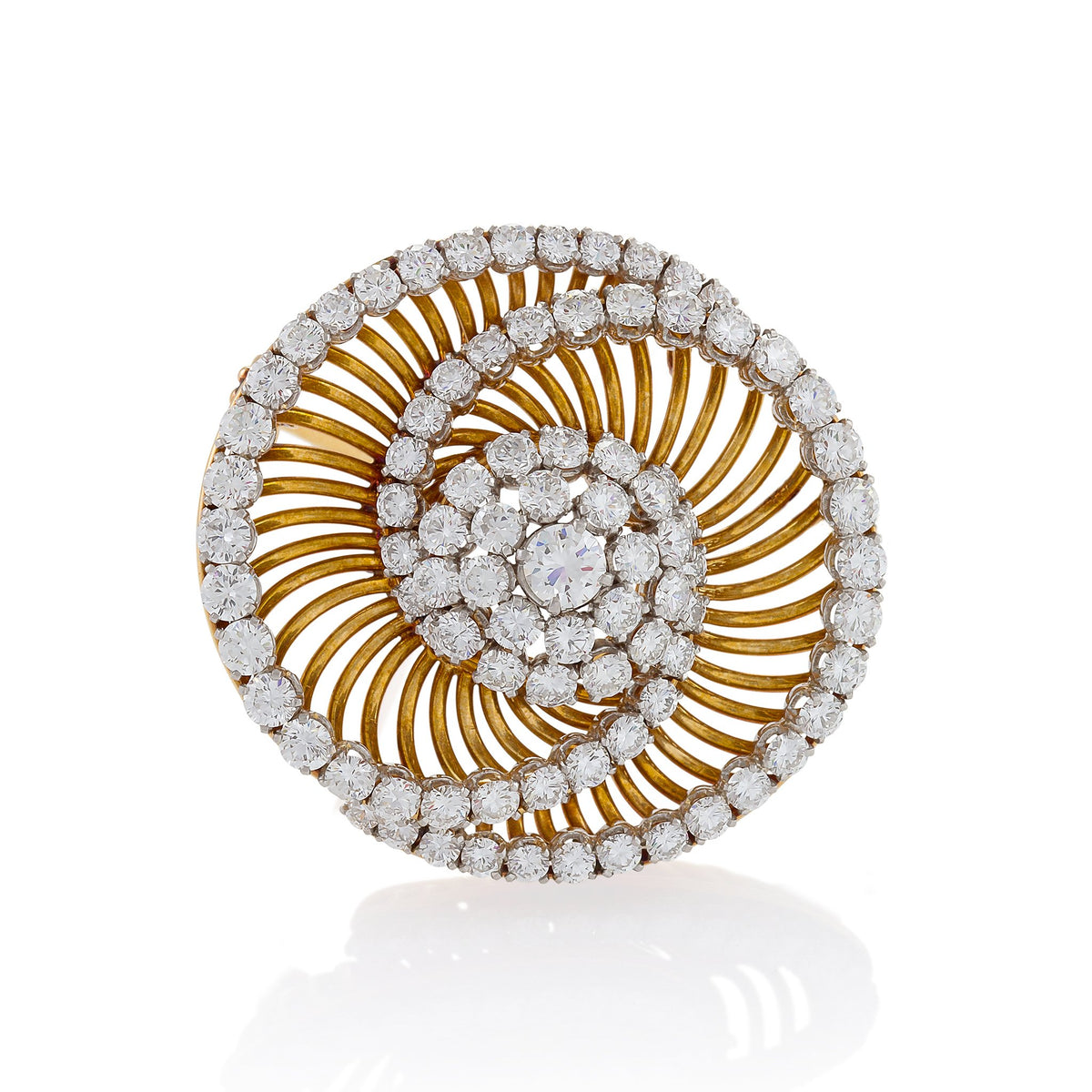 Macklowe Gallery | Bulgari Gold and Diamond Spiral Brooch — MackloweGallery