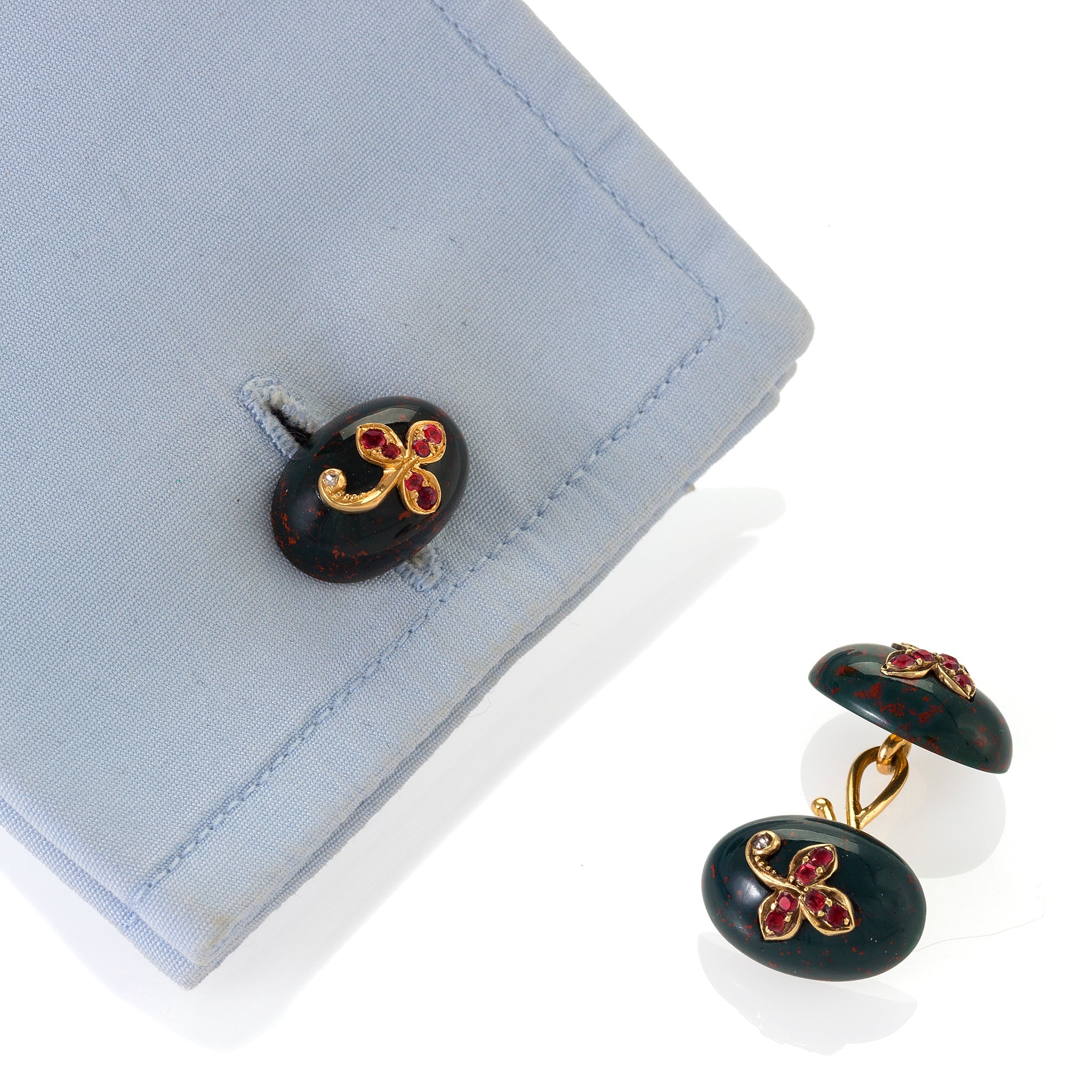 Macklowe Gallery | Bloodstone and Ruby Cuff Links – MackloweGallery